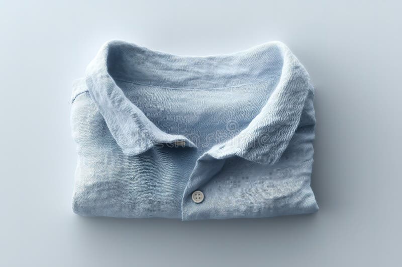 Soft Light Blue Linen Shirt Neatly Folded on a Smooth Surface ...