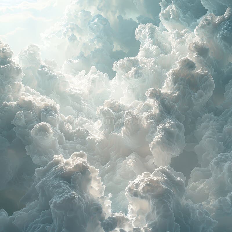 Soft Light Cascading through Fluffy White Clouds Stock Photo - Image of ...
