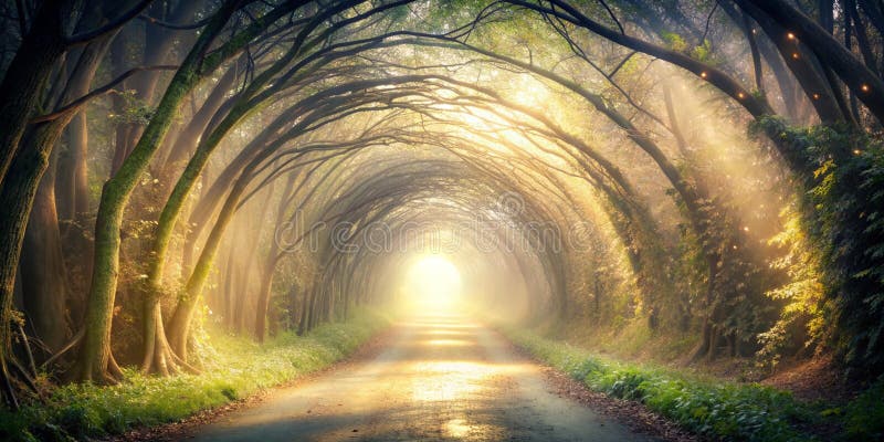 Soft Light Filters through the Mist within a Dreamlike Tunnel Casting ...