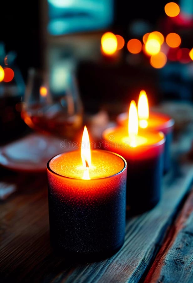 Soft Light from Flickering Candles Illuminates Tranquil Scene, Inviting ...