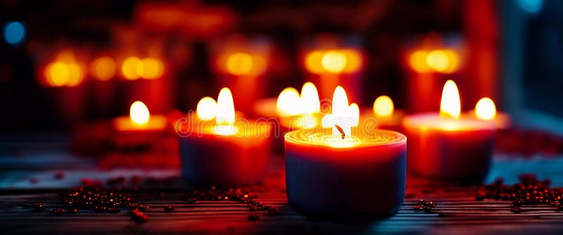 Soft Light from Flickering Candles Illuminates Tranquil Scene, Inviting ...