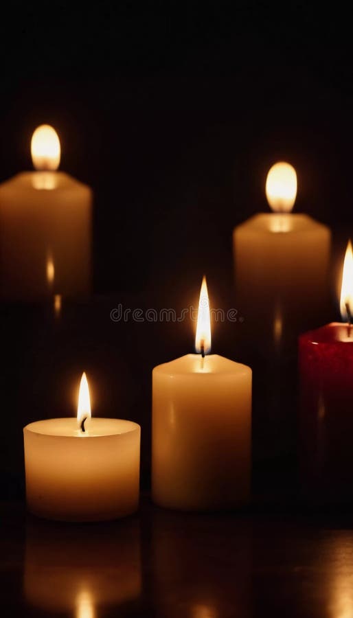 Soft Light from Flickering Candles Illuminates Tranquil Scene, Inviting ...