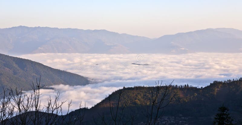 Soft Light on a Fog Inversion Layer Stock Image - Image of clouds ...