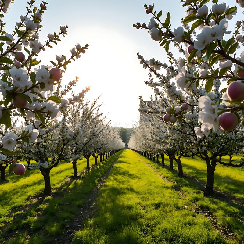 Soft Light on French Apple Orchard Stock Illustration - Illustration of ...