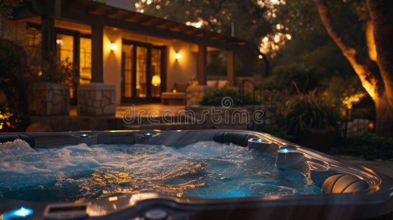 The Soft Light of the Hot Tubs Multicolored LED System Casting a Gentle ...