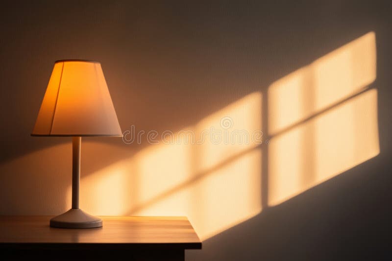 Soft Light from Lamp Casting Shadows on a Wall in Warm Tones Stock ...