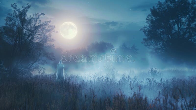 In the Soft Light of the Moon a Ghostly Apparition Glides through the ...