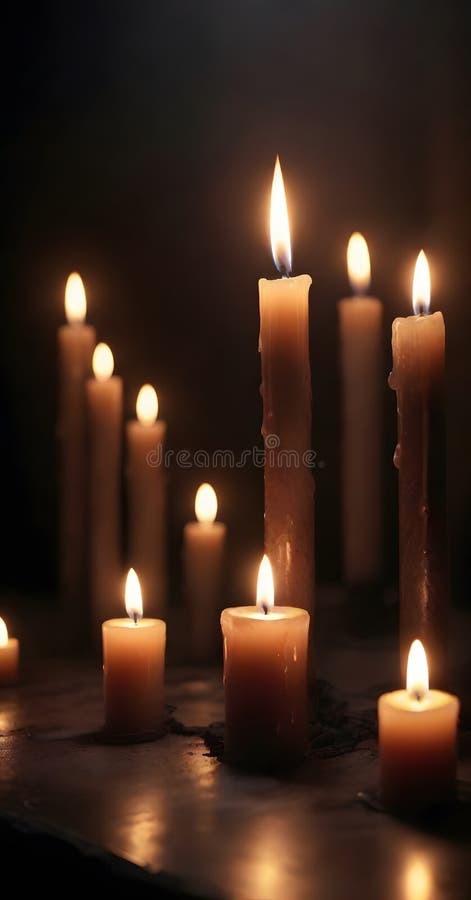 Soft Candlelight Glow in a Dark Room Stock Image - Image of reflection ...