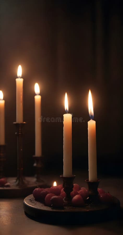 Soft Candlelight Glow in a Dark Room Stock Image - Image of ...