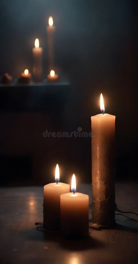 Soft Candlelight Glow in a Dark Room Stock Photo - Image of multitude ...
