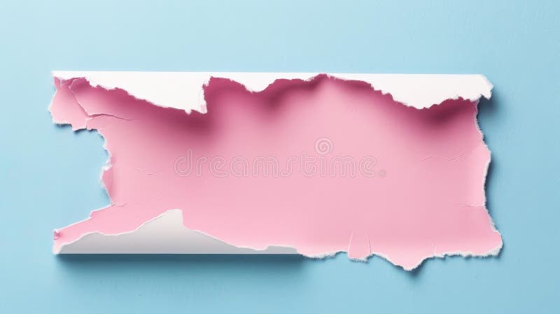 A Soft, Light Pink Torn Paper Sits Atop a Calm Blue Background, Adding ...