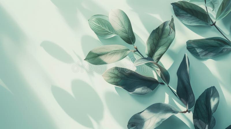 Soft Light Shadows on Green Leaves, Artistic Background Stock ...