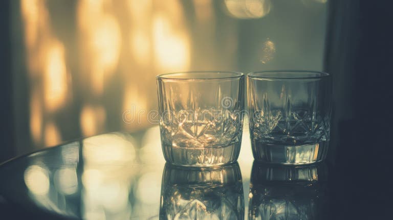 Soft Light Vintage Glassware with Subtle Reflection Shows Peaceful ...