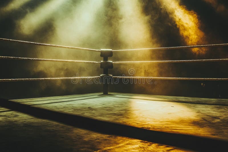 Soft Lighting Highlights the Boxing Ring Casting Long Shadows and ...