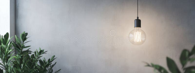 Soft Lighting Illuminates a Minimalist Interior with Greenery and a ...