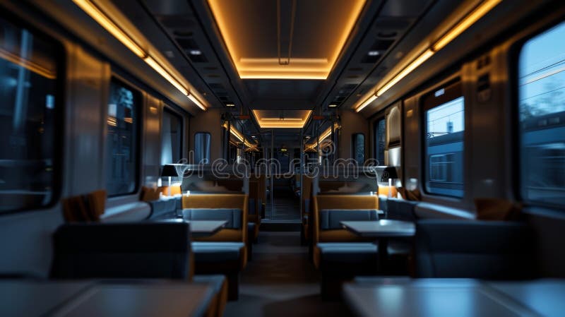 The Soft Lighting in the Train Cabin Creates a Cozy and Inviting ...