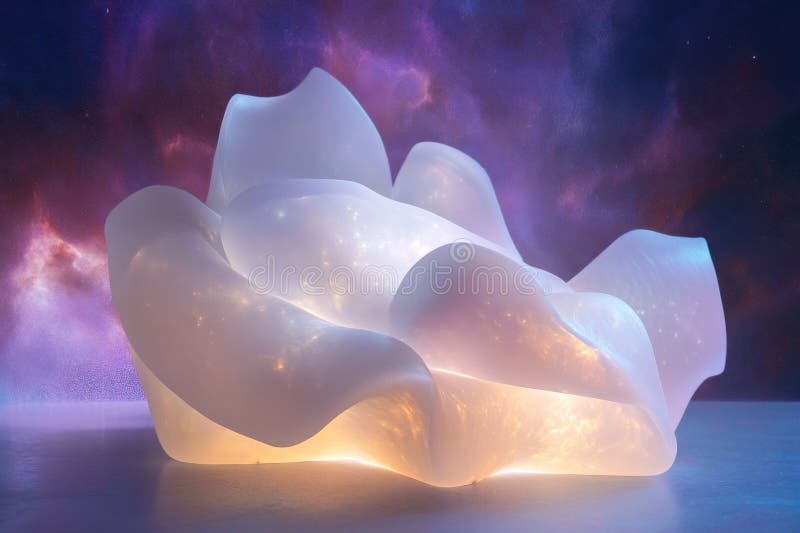 Soft Luminous Sculpture Emanating Light in a Cosmic Backdrop Creating a ...