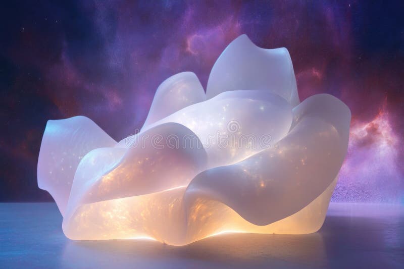 Soft Luminous Sculpture Emanating Light in a Cosmic Backdrop Creating a ...