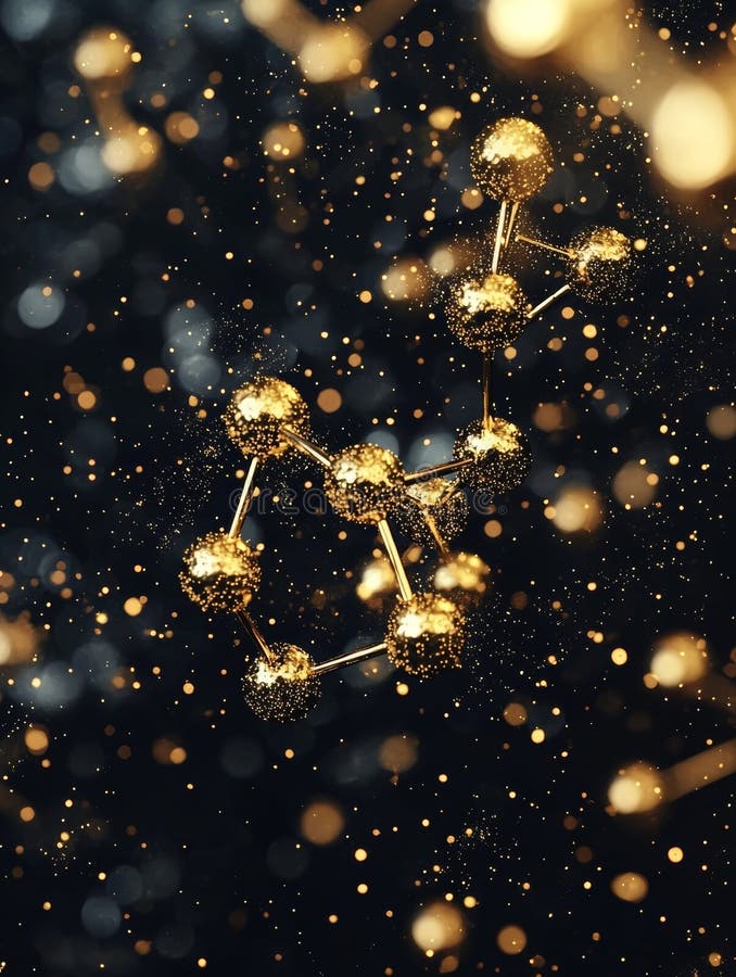 Soft Matte Organic Molecular Structure with Peaceful Golden Particles ...