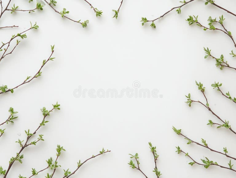 Soft and Minimalistic Flat Lay of Budding Branches for Spring Design ...