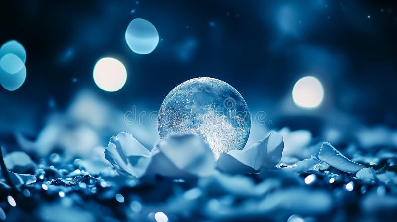 Soft Moonlight Illuminates Rose Petals, Creating Shimmering Silver ...