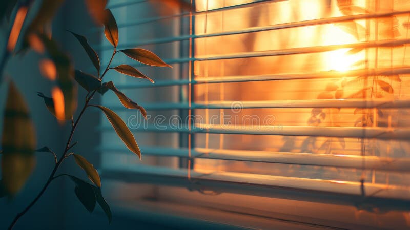 Soft Morning Light Filters through Closed Window Blinds in a Quiet Room ...