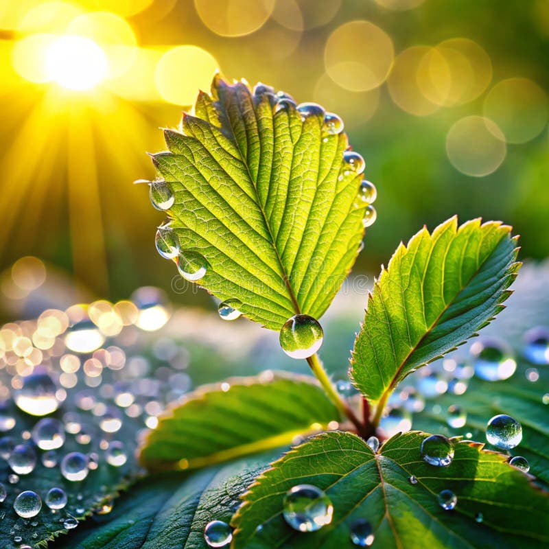 A Soft Morning Mist on a Spring Leaf Stock Illustration - Illustration ...