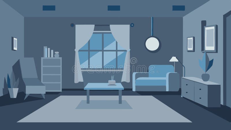 Soft Muted Blue and Grey Color Scheme Throughout the Room.. Stock ...