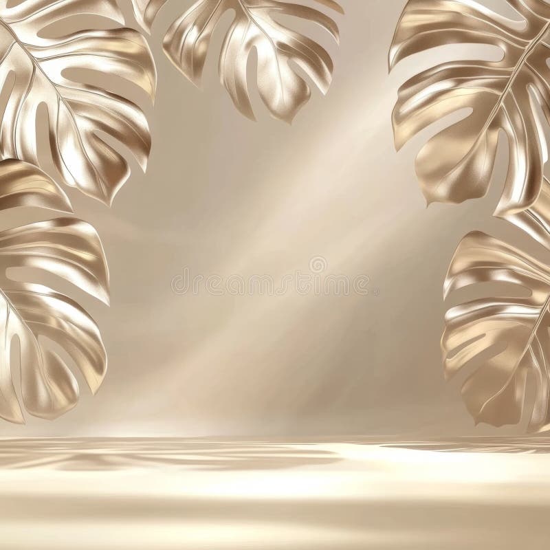 A Soft, Muted Color Palette is the Backdrop for Three Monstera Leaves ...