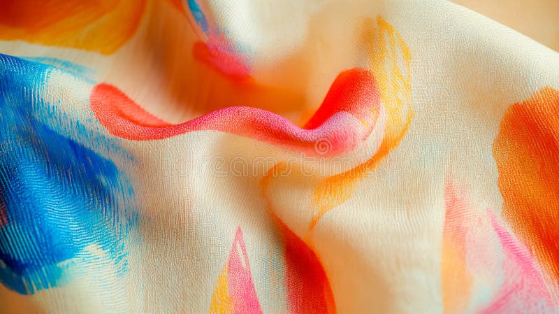 Soft Neon Patterns Printed on Natural Textile Creating Colorful Folds ...