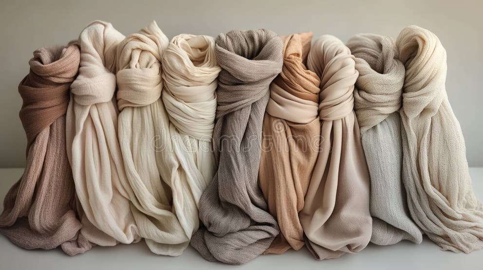 Soft, Neutral-toned Fabrics, Draped and Arranged Stock Illustration ...