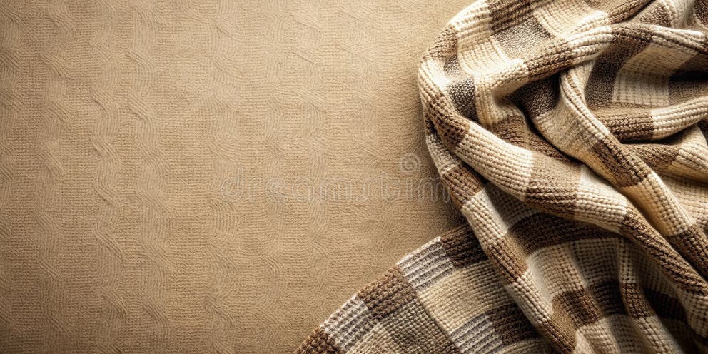 Soft Neutral-toned Knit Throw Draped on Textured Surface. Generative AI ...