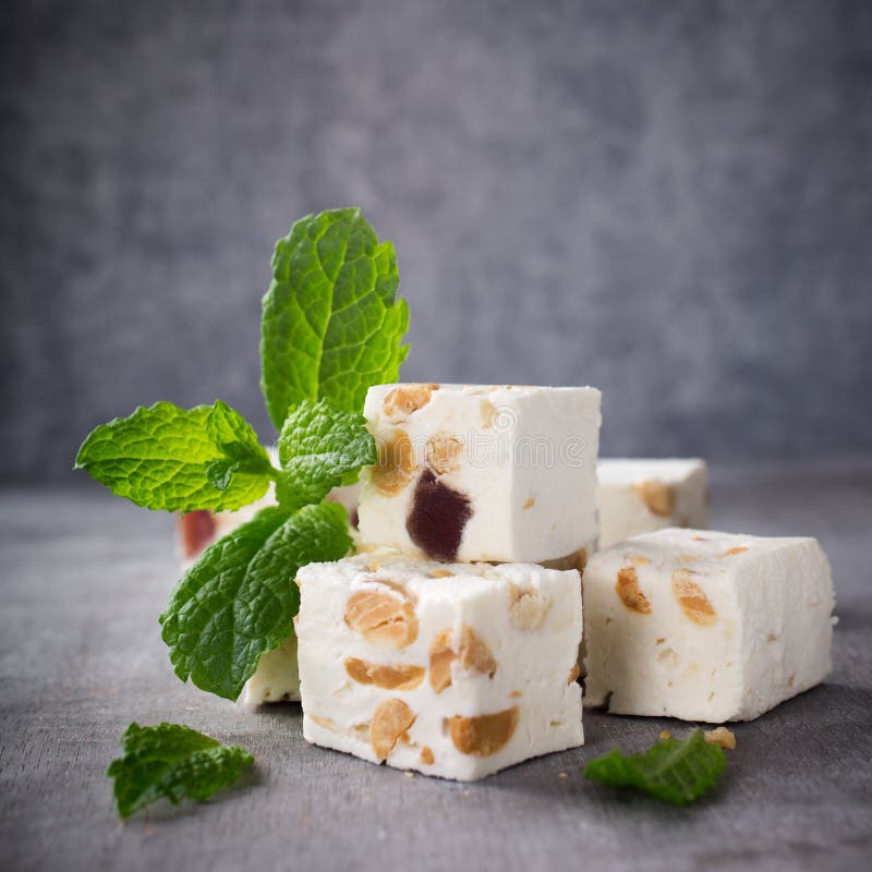 Soft Nougat Blocks with Peanuts Stock Photo - Image of homemade, almond ...