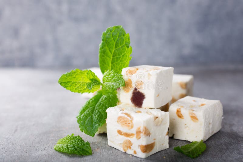 Soft Nougat Blocks with Peanuts Stock Photo - Image of candy, allergy ...