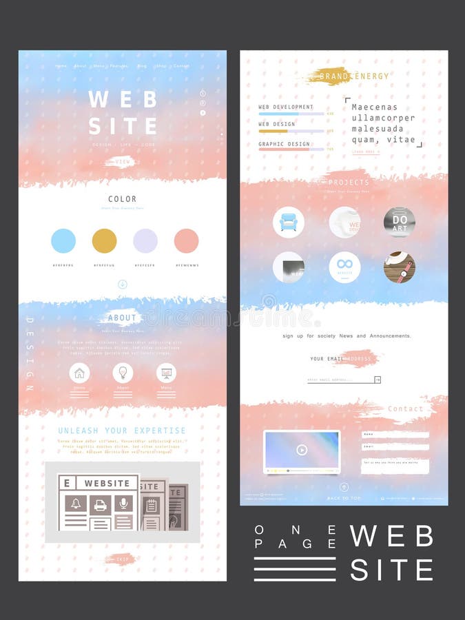 Soft One Page Website Template Design Stock Vector - Illustration of ...