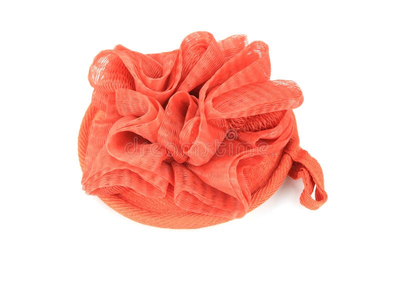 Soft Orange Bath Puff or Sponge Isolated on White Stock Photo - Image ...