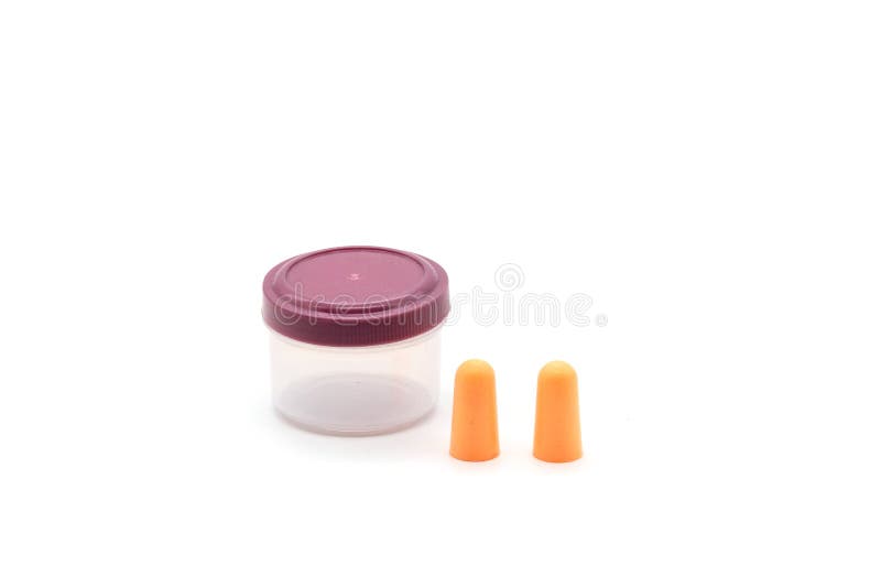 Soft Orange Foam Earplugs in a Plastic Container and a Pair of Earplugs ...