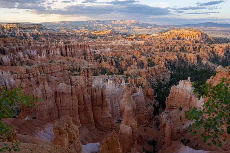 Soft Orange Light Falls Across the Horizon from Bryce Canyon Stock ...