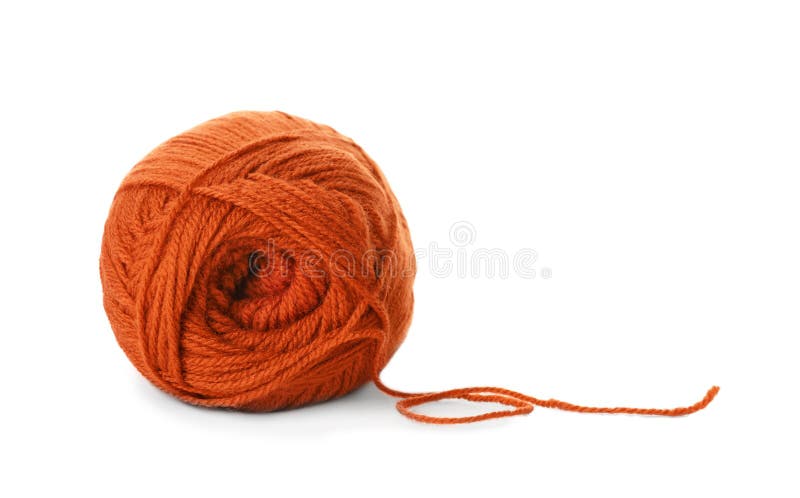 Soft Orange Woolen Yarn Isolated on White Stock Photo - Image of ...