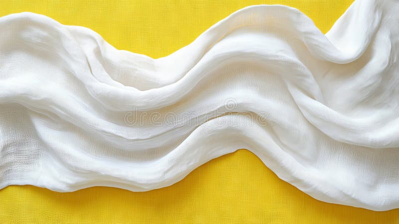 Soft, Pale Yellow Fabric Was Draped Against a Yellow Backdrop, Forming ...