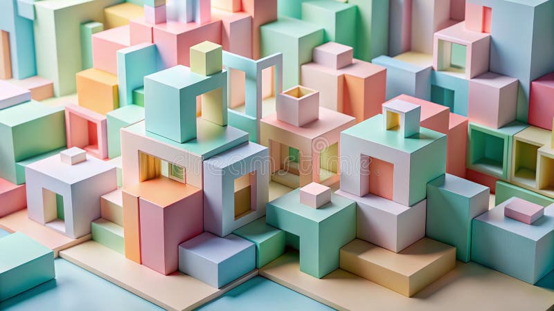 Soft Pastel Architectural Blocks Exploring Impossible Geometry and ...