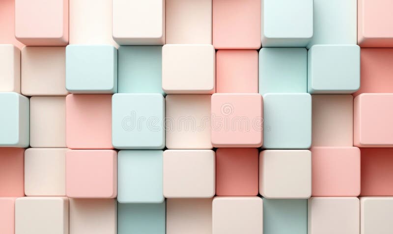 A Soft Pastel Background Featuring Neatly Arranged Cubes in Gentle Hues ...