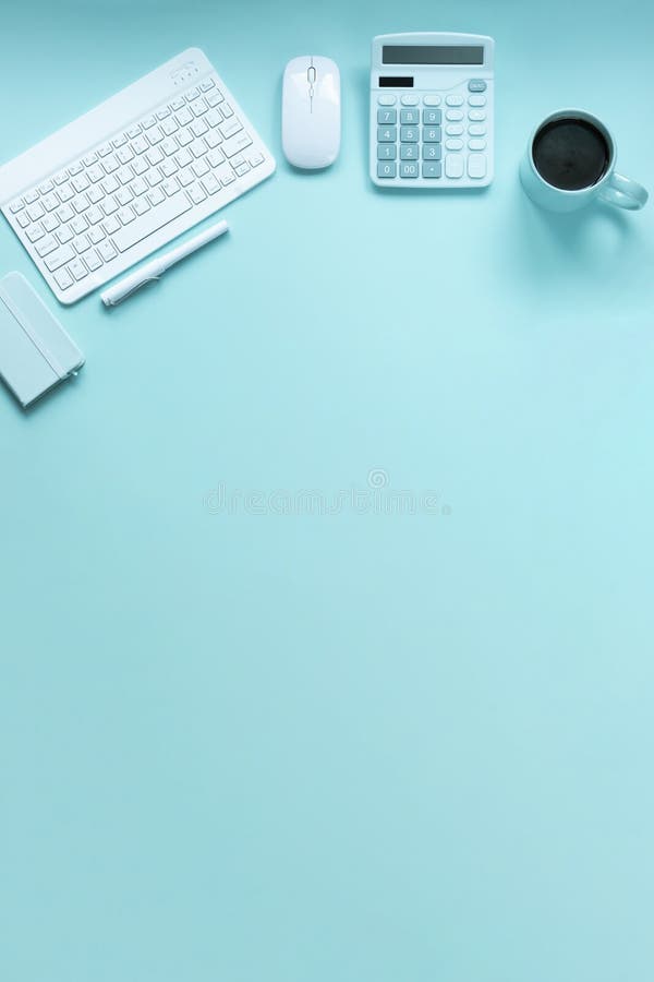 Soft Pastel Blue Theme Desktop Workspace Stock Image - Image of soft ...
