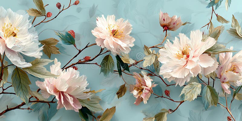 A Soft Pastel Blue Wallpaper with Hand-Painted Elements for Artistic ...