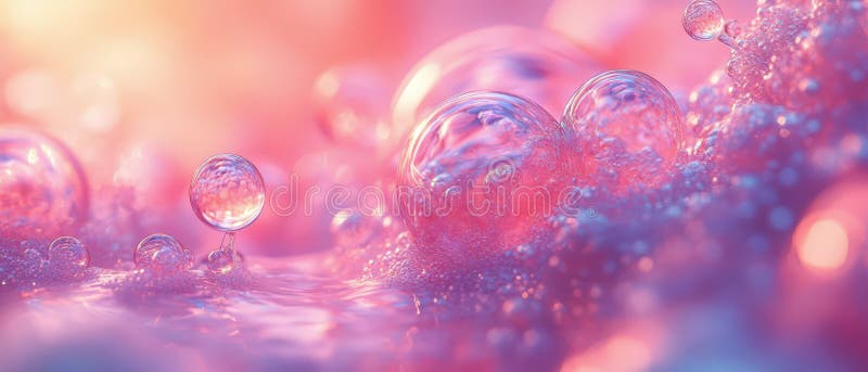 Soft Pastel Bubbles Floating on Water Surface during Sunset Glow Stock ...