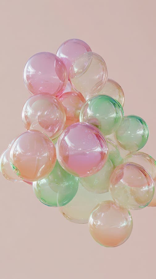 Soft Pastel-colored Bubbles Floating on Light Background Stock Image ...