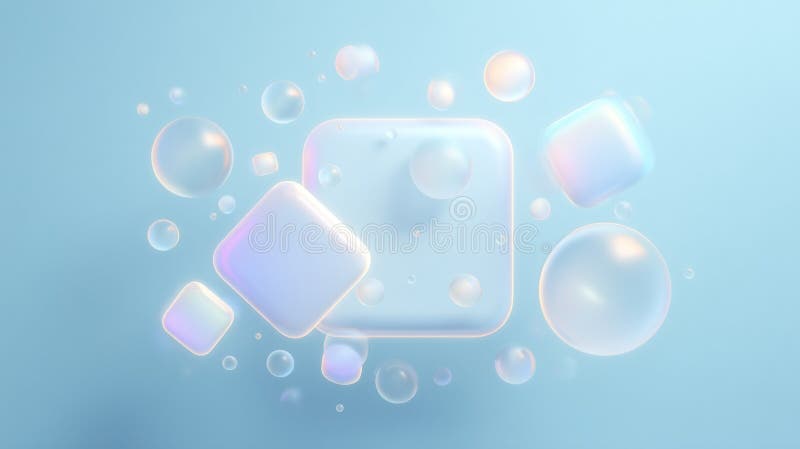 Soft Pastel-colored Bubbles and Rounded Squares Floating in a Minimal ...