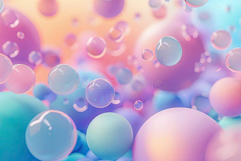 Soft, Pastel-colored Bubbles of Various Sizes, Creating a Playful and ...