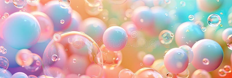 Soft, Pastel-colored Bubbles of Various Sizes, Creating a Playful and ...