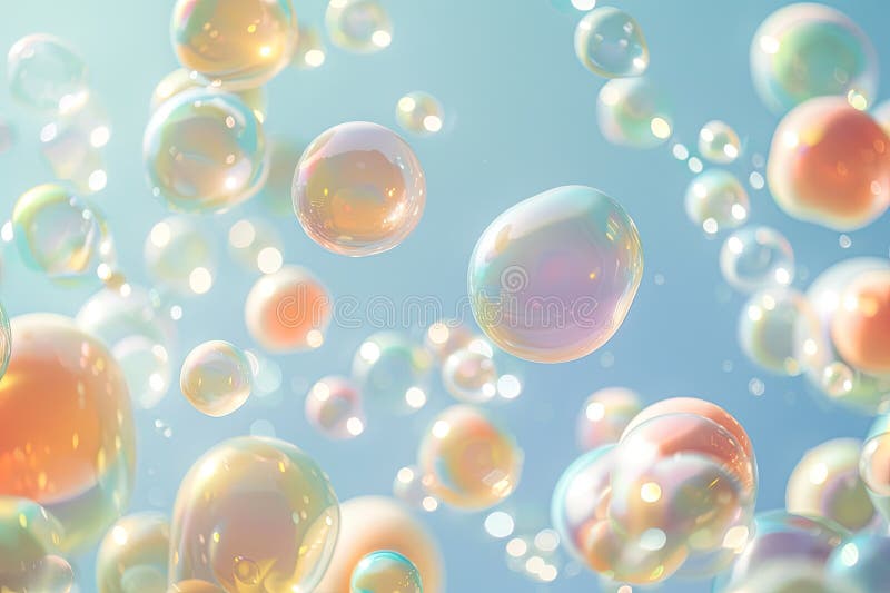 Soft, Pastel-colored Bubbles of Various Sizes, Creating a Playful and ...